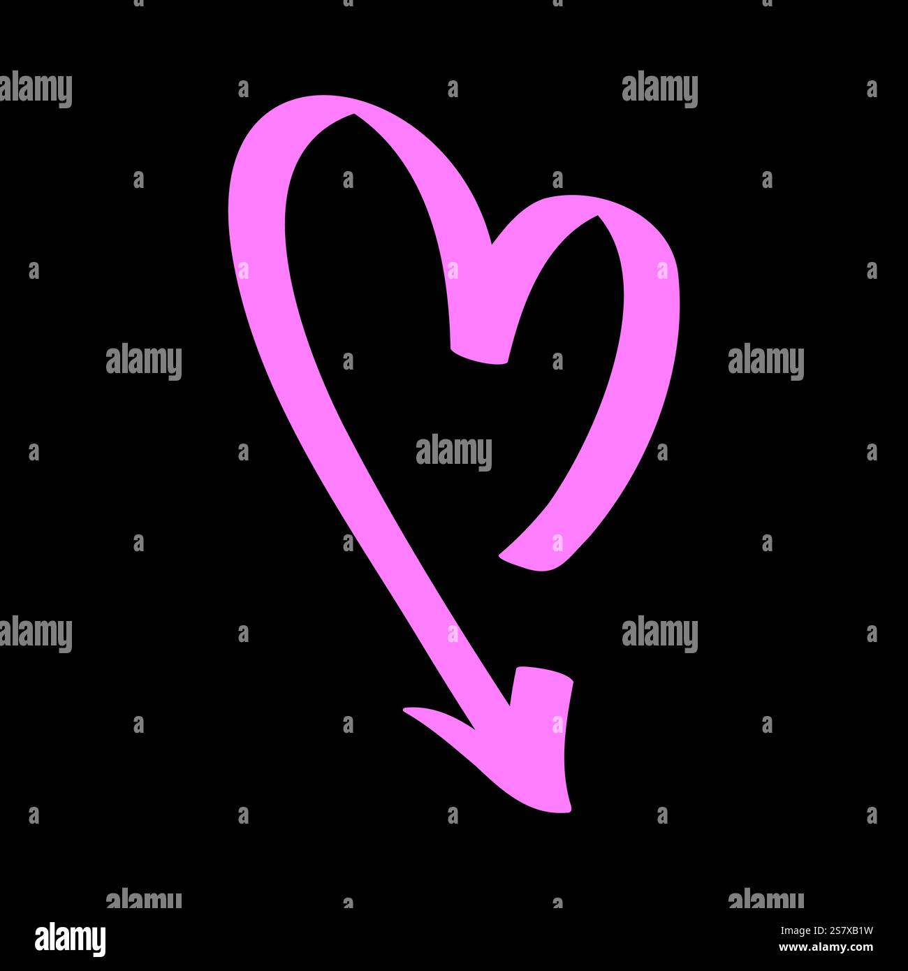 Hand drawn vector doodle heart shaped arrow isolated on a white Stock ...