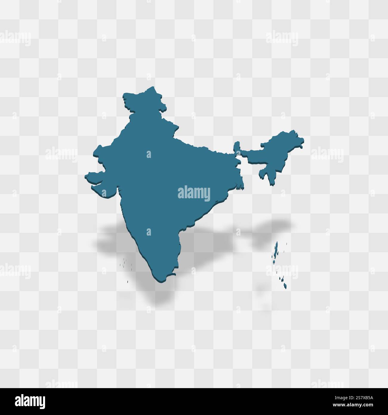 India high detailed vector representation of country silhouette. 3D map ...
