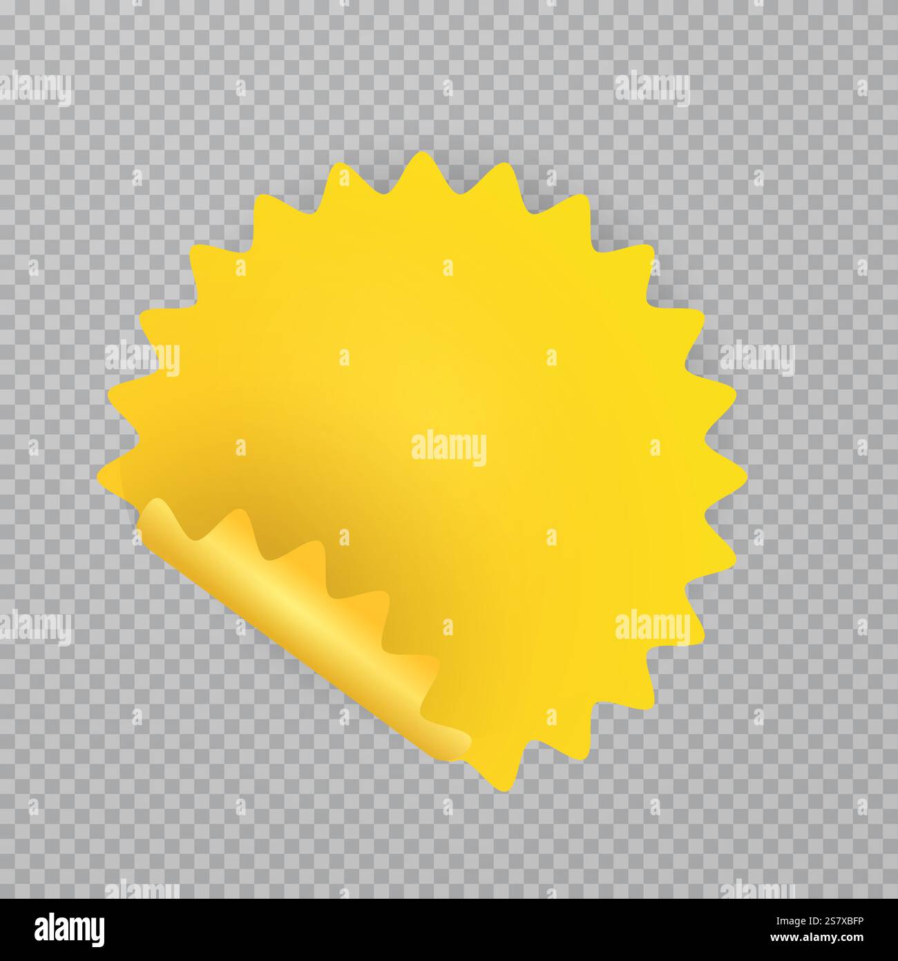 Vector realistic illustration of yellow round discount sticker, price ...