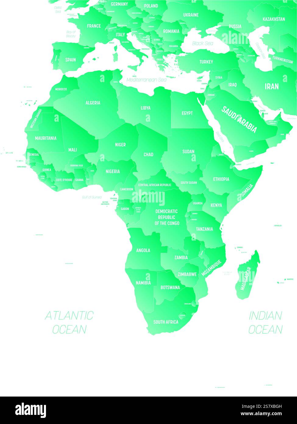 Africa - high detailed political map of african continent with country ...