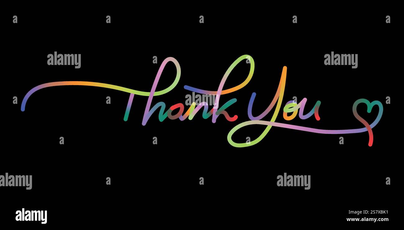 Thank you text design with colorful line. Thank you poster with ...