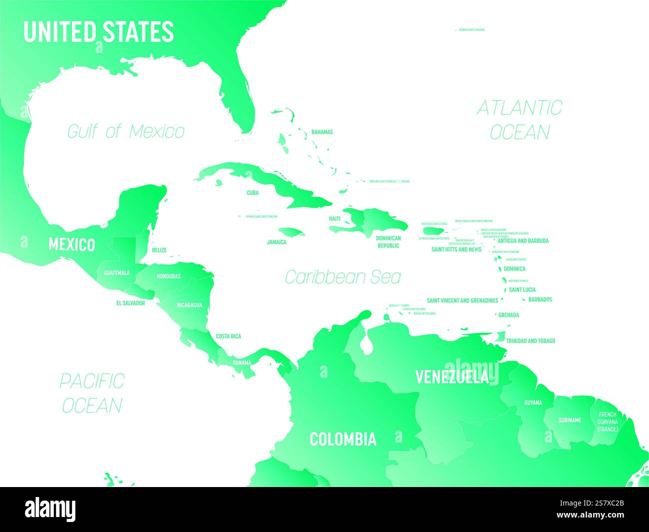 Central America - high detailed political map Central American and ...