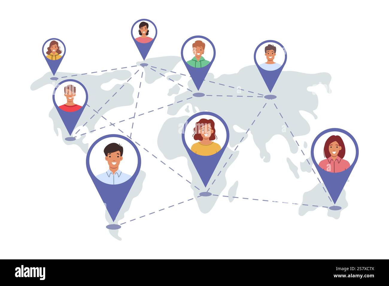 International community people from different countries, marked on ...