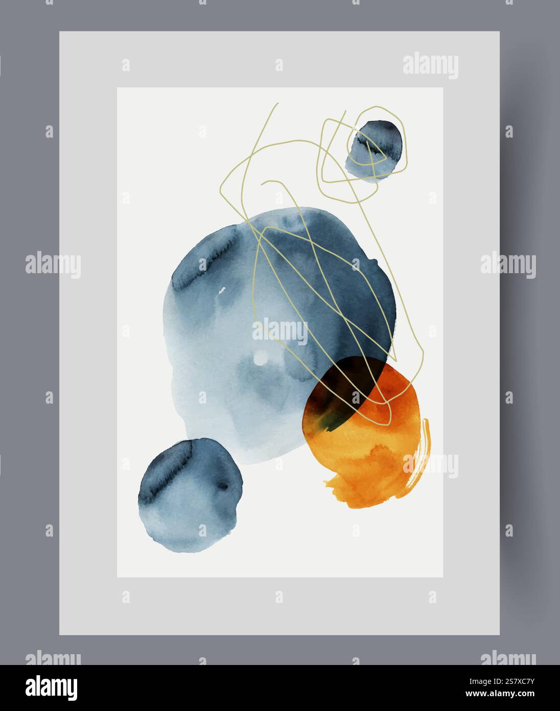 Abstract composition with contrasting spots on white poster, for ...
