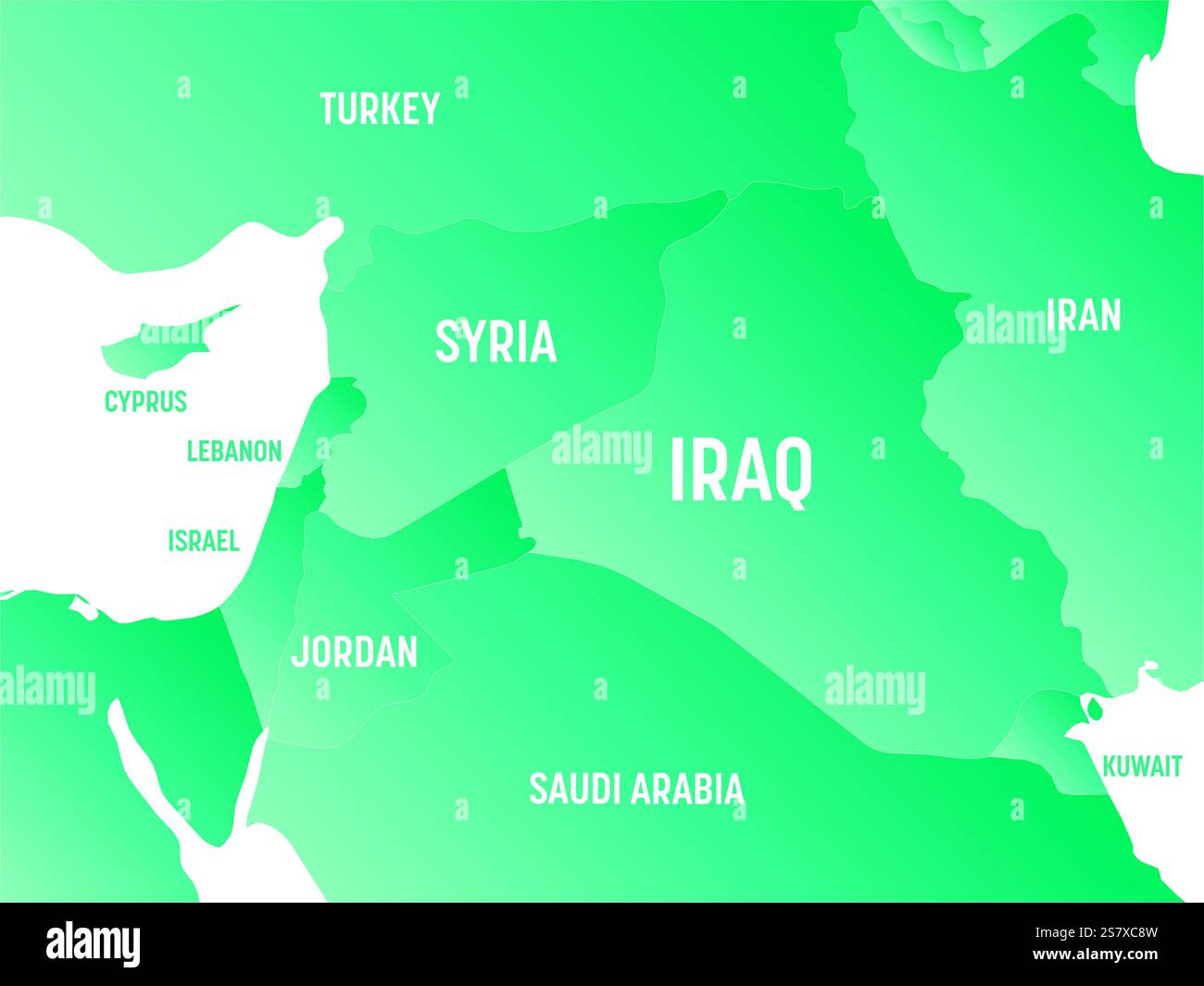 Middle East - high detailed political map of Middle East and Arabian ...