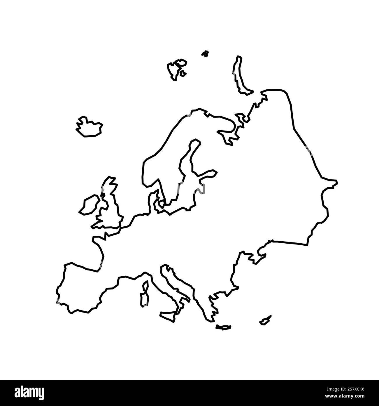 The outline of a continent, highlighting its geographic features. The ...