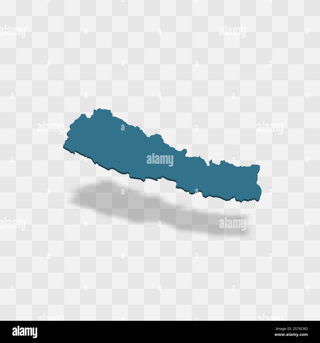 Nepal high detailed vector representation of country silhouette. 3D map ...