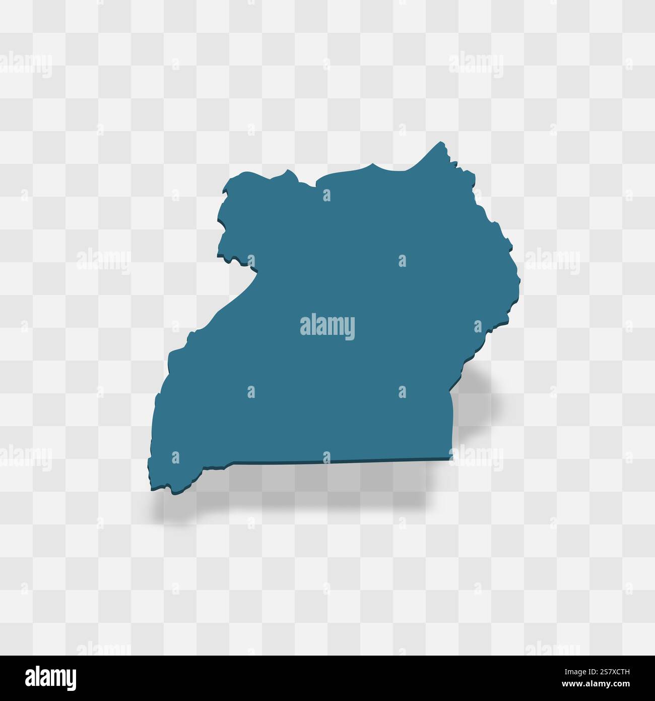 Uganda high detailed vector representation of country silhouette. 3D ...
