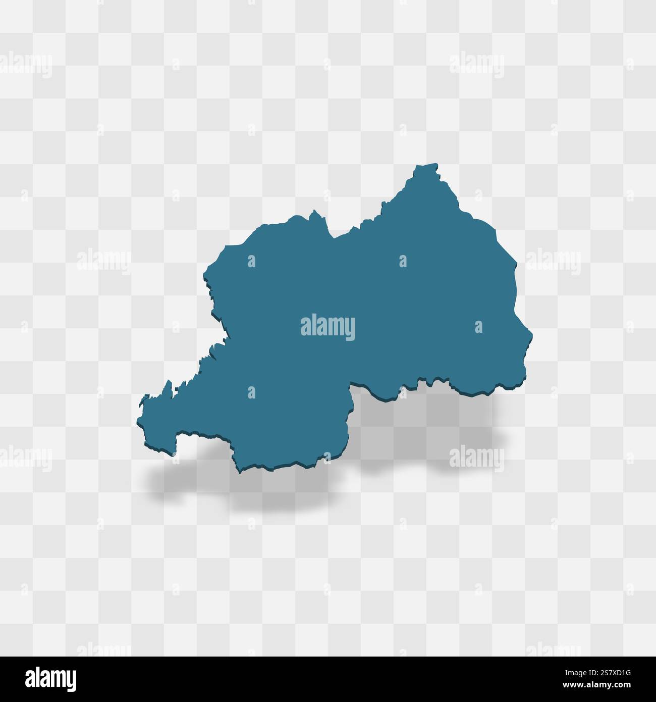 Rwanda high detailed vector representation of country silhouette. 3D ...