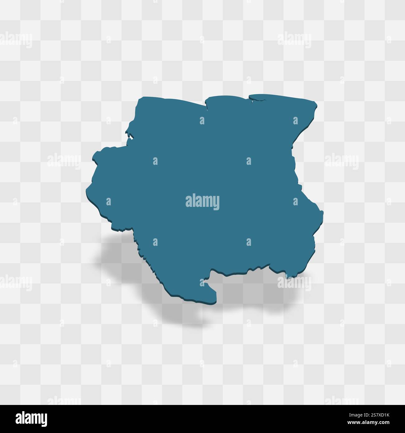 Suriname high detailed vector representation of country silhouette. 3D ...
