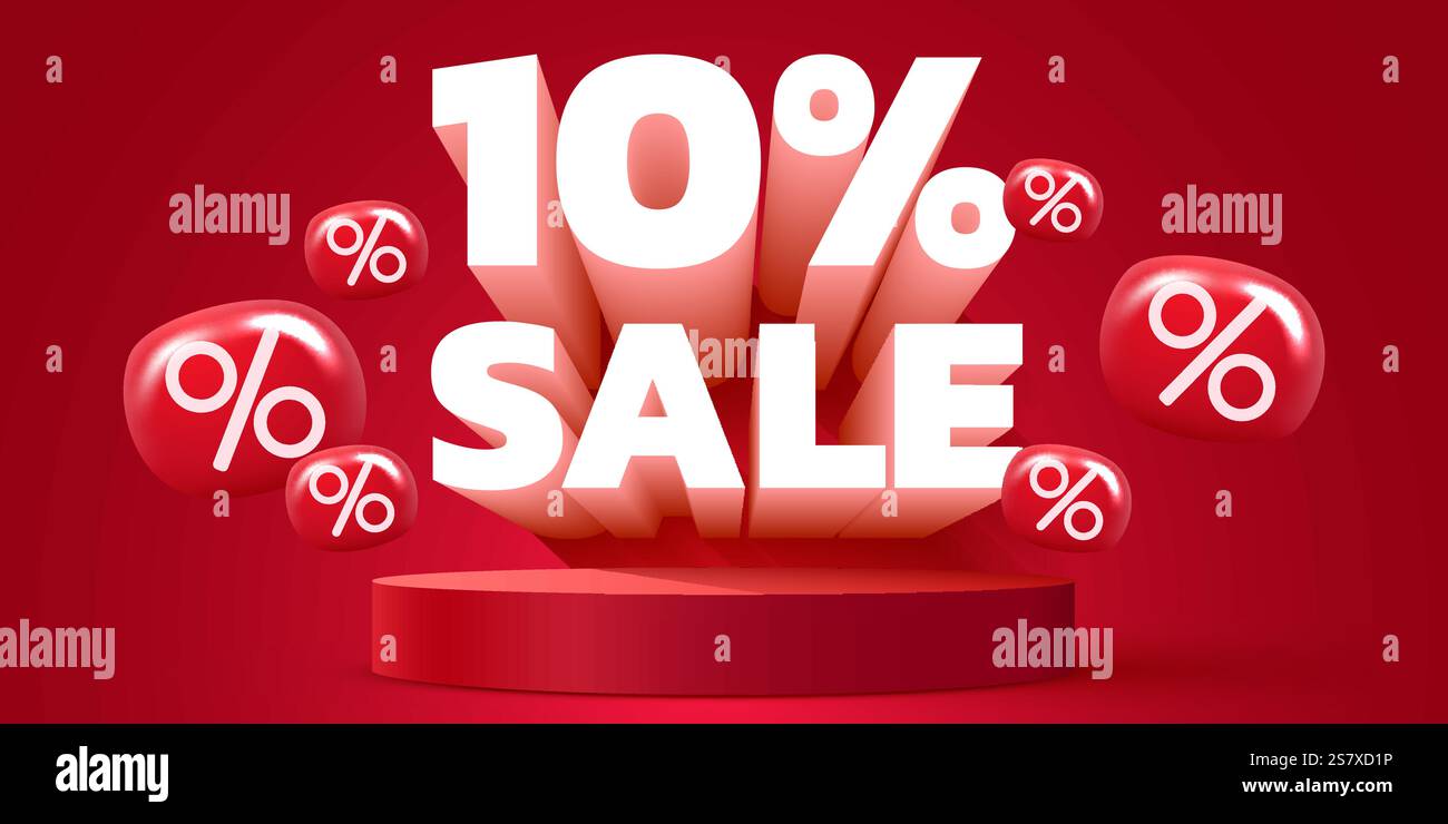 10 percent Off. Discount creative composition. Mega Sale. Vector ...
