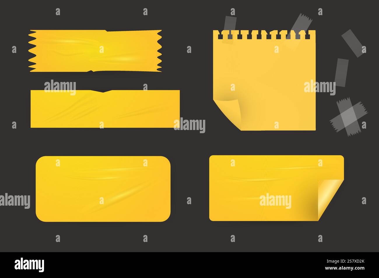 Vector realistic illustration of white square rectangular stickers ...