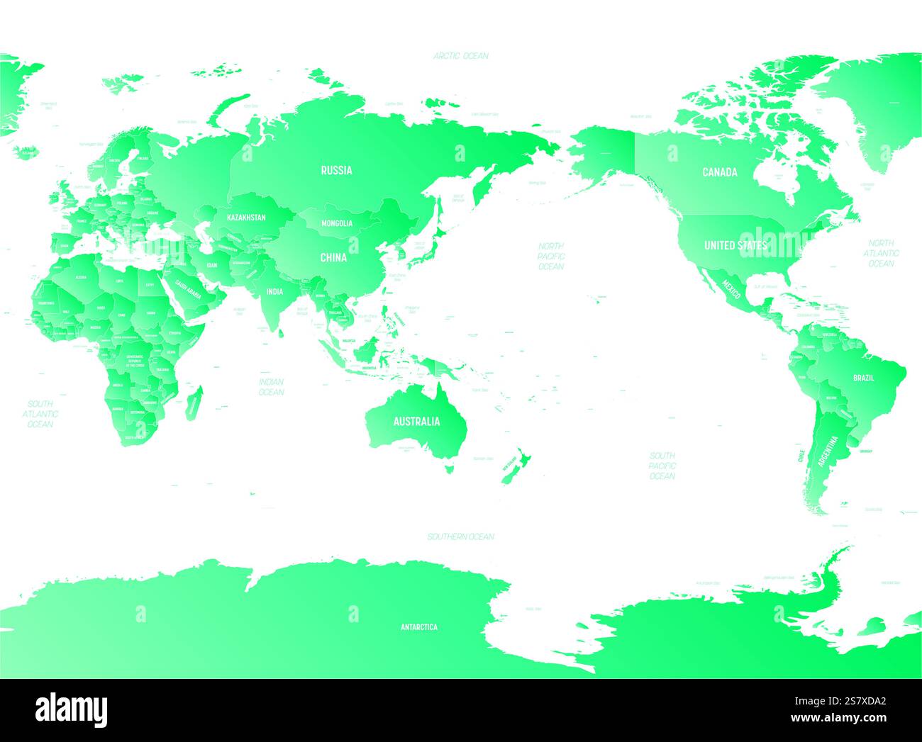 World map - Asia, Australia and Pacific Ocean centered. High detailed ...
