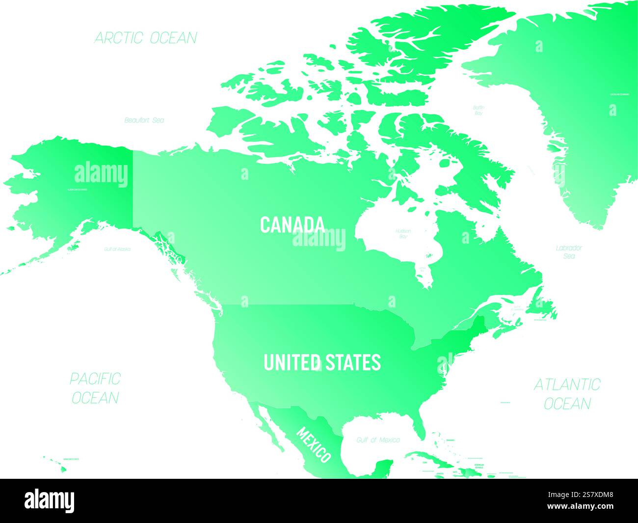 North America - high detailed political map North American continent ...