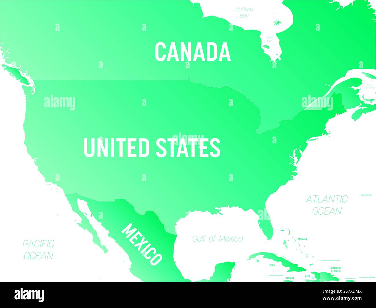 USA - high detailed political map United States of America and ...