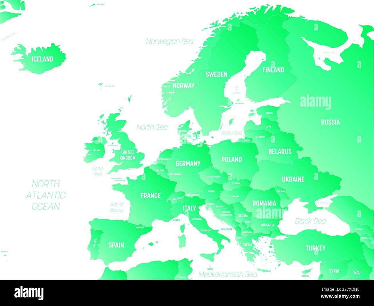 Europe - high detailed political map of european continent with country ...