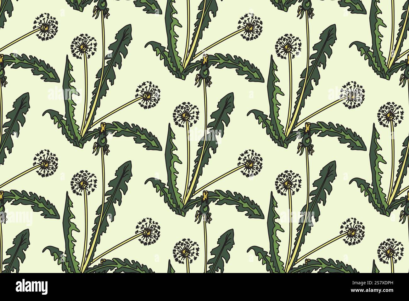 Botanical abstract seamless pattern background with dandelion flowers ...