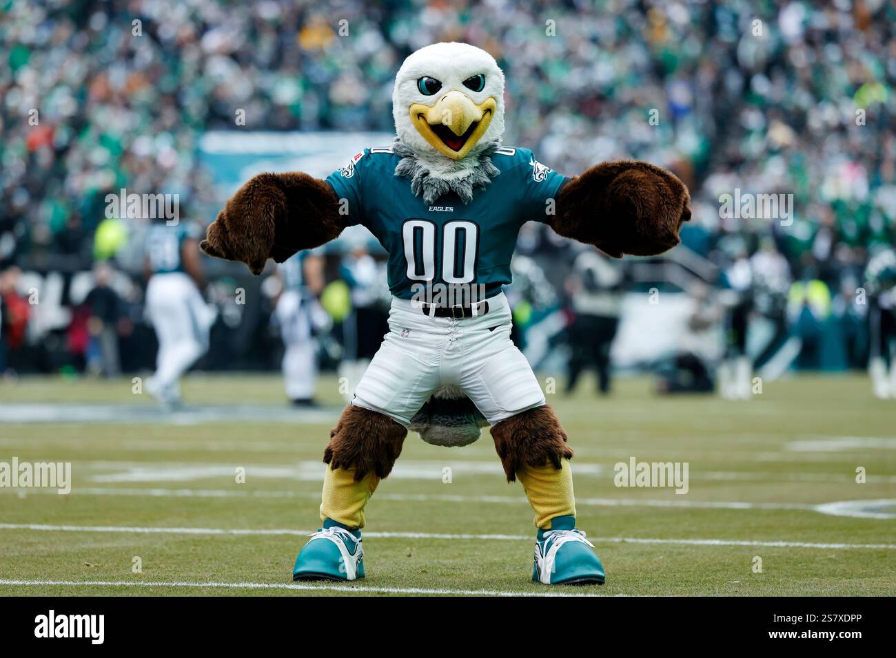 Philadelphia Eagles mascot Swoop takes the field before an NFL football ...