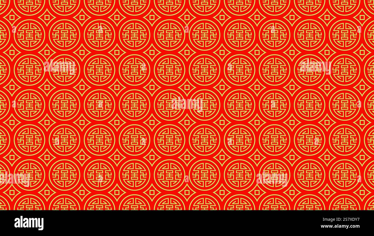 Chinese pattern texture with yellow circles on red background for ...