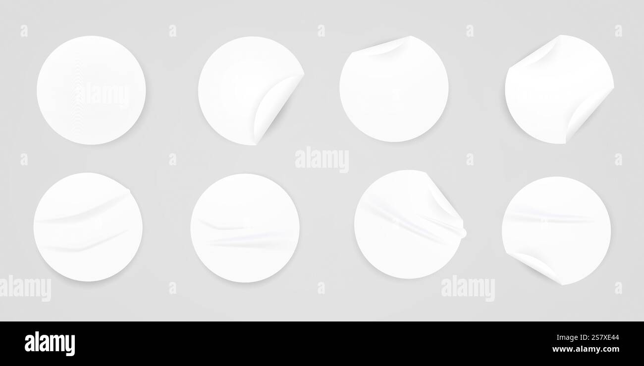 Vector realistic illustration of white round stickers , set Stock ...