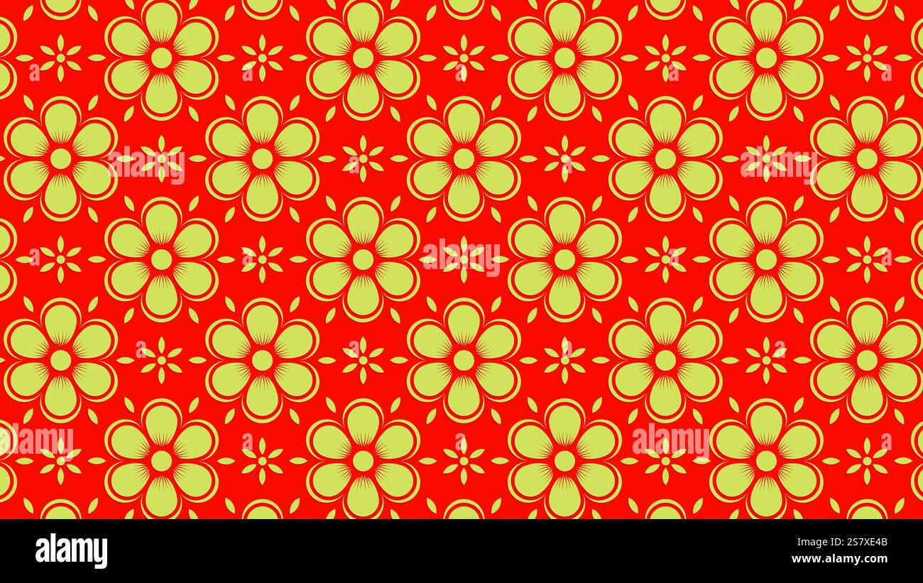 Chinese pattern texture with yellow flowers on a red background for ...