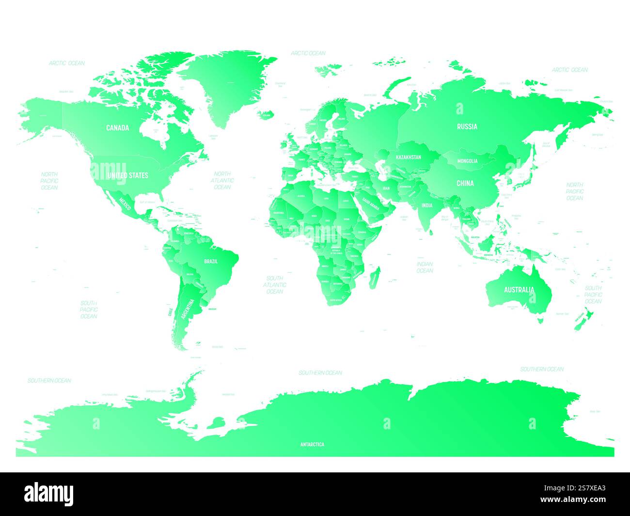 World - high detailed political map of World with country, ocean and ...