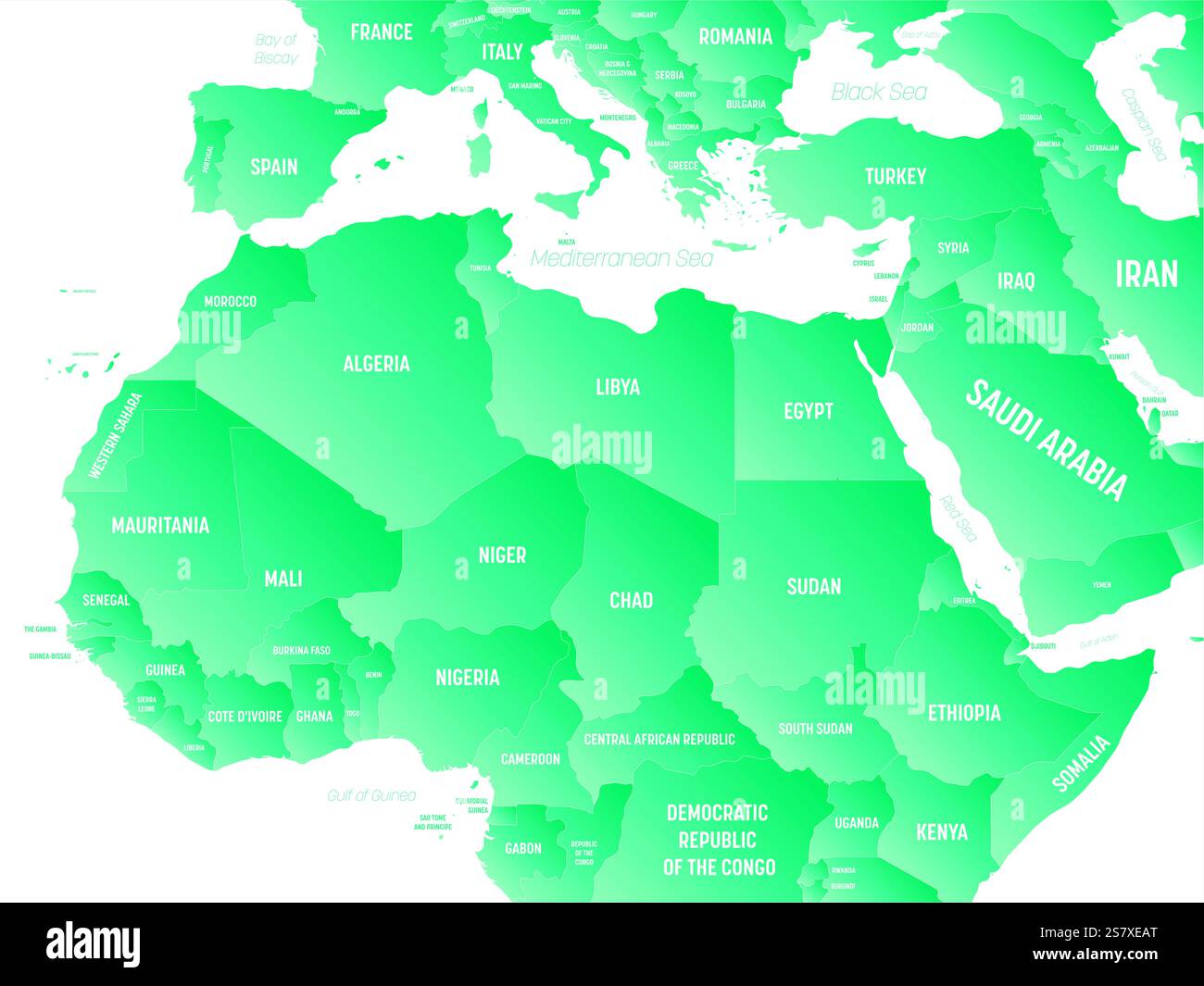 Northern Africa - high detailed political map of northern african rgion ...