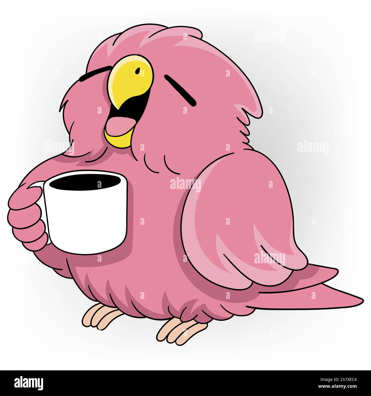 illustration of a doodle image of a relaxed life, a red parakeet ...