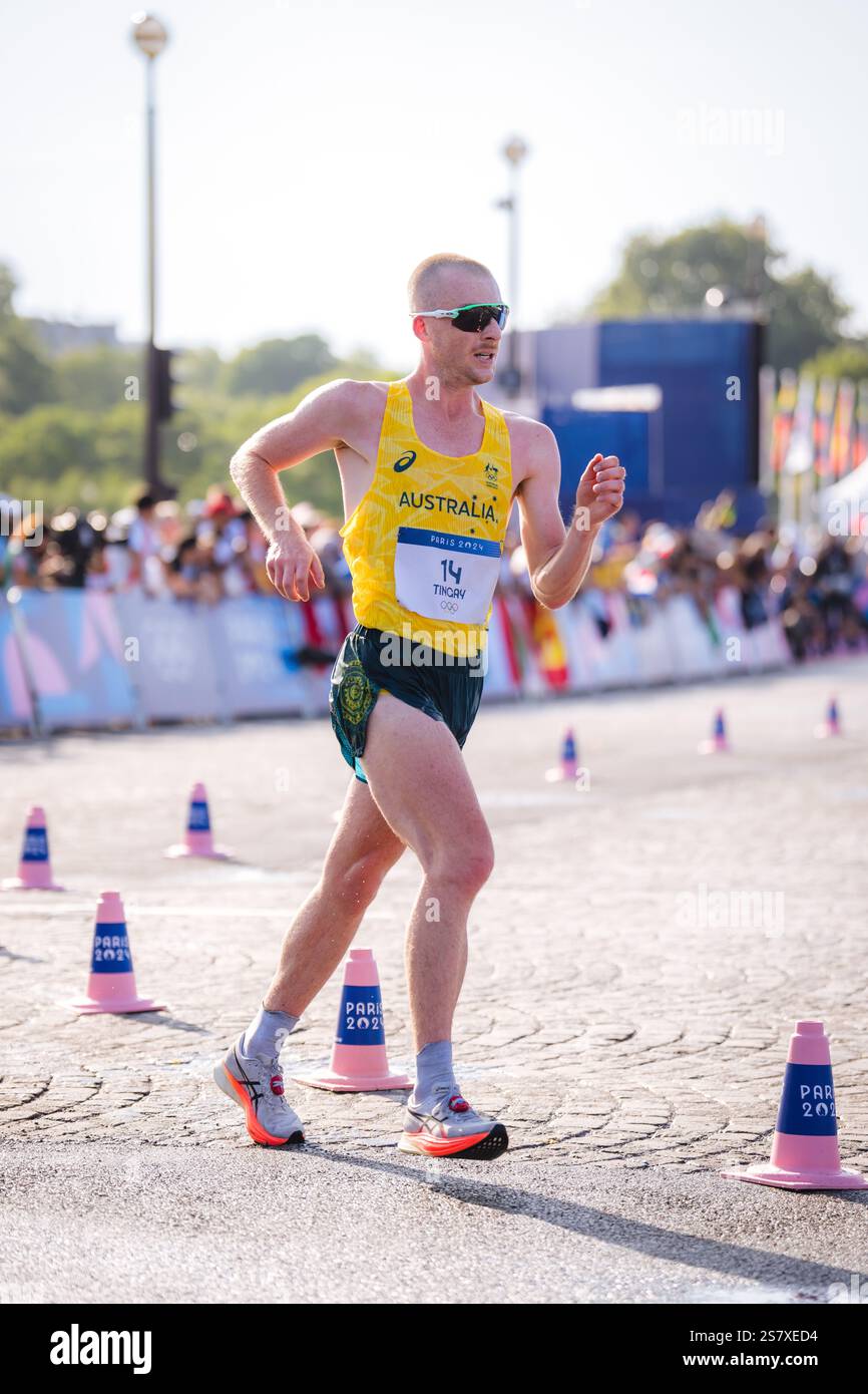 Declan Tingay participating in the 20 Kilometer Race Walk at the Paris 2024 Olympic Games Stock ...