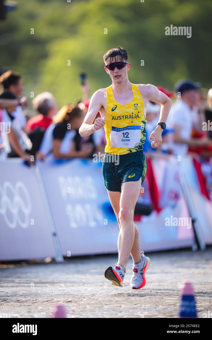 Kyle Swan participating in the 20 Kilometer Race Walk at the Paris 2024 ...