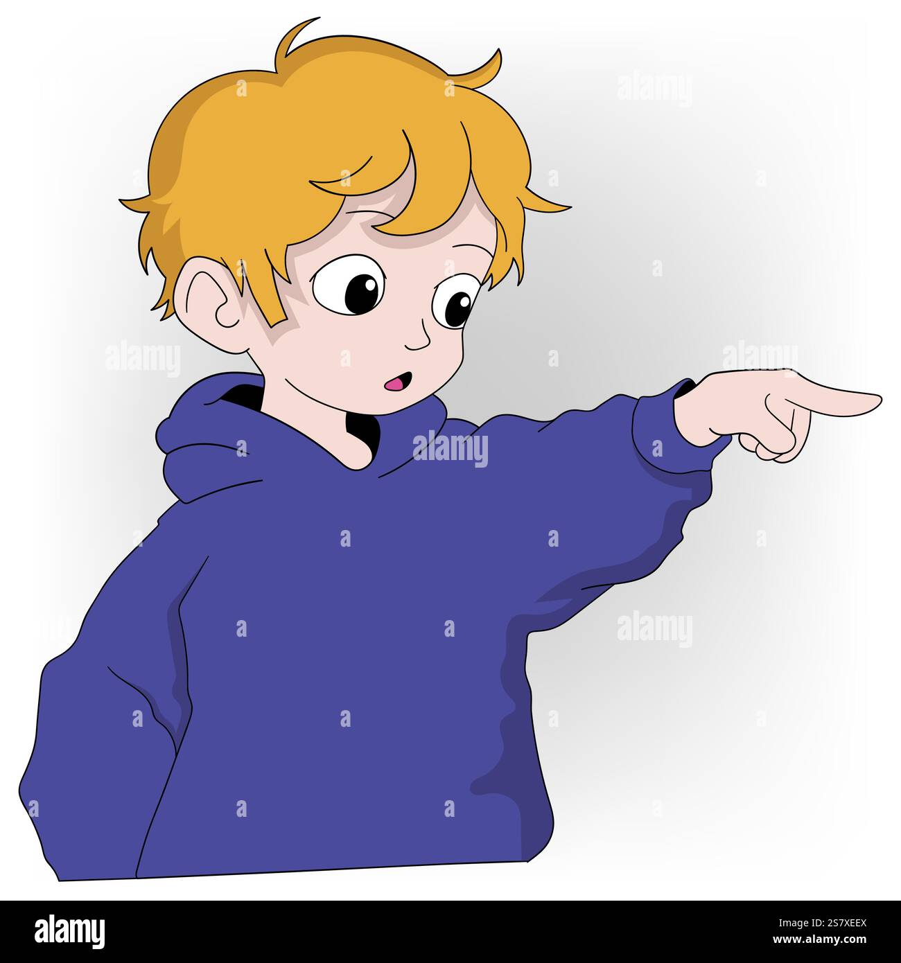 doodle illustration cartoon about gesture of giving directions, boy ...