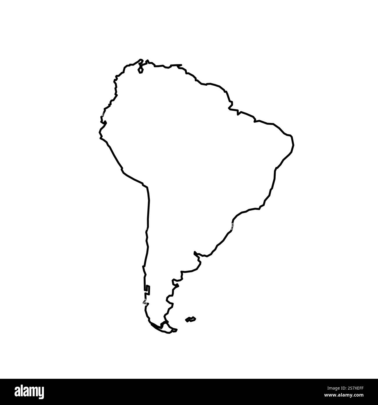 A clean silhouette outline of the South America continent map showcases ...