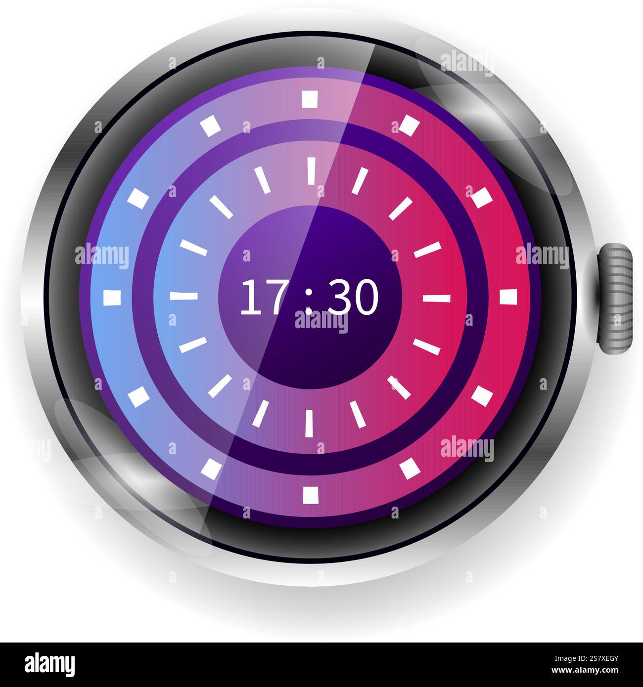 A sleek smartwatch face featuring a minimalist circular design with ...