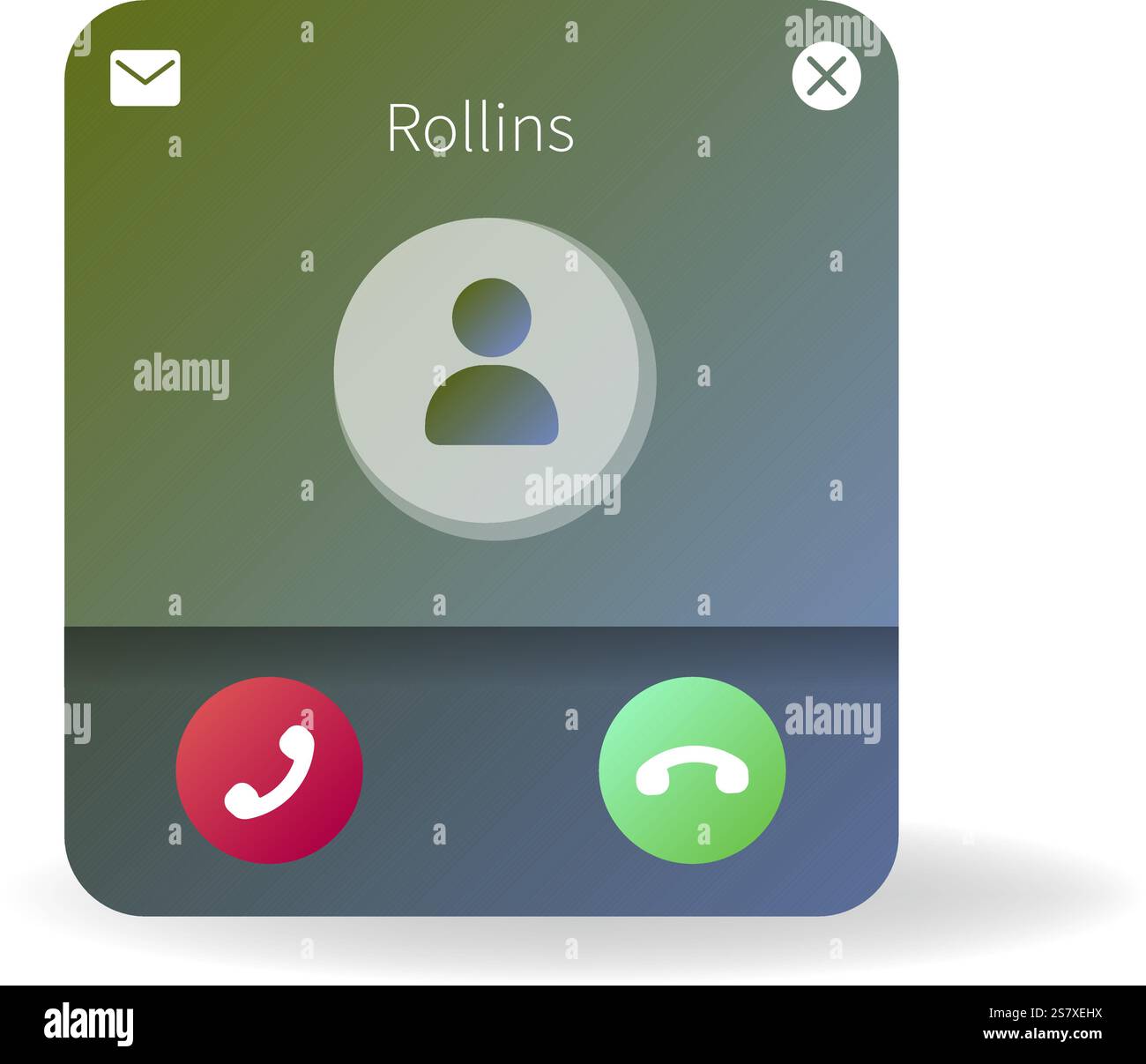 A vector illustration of an incoming call user interface featuring a ...