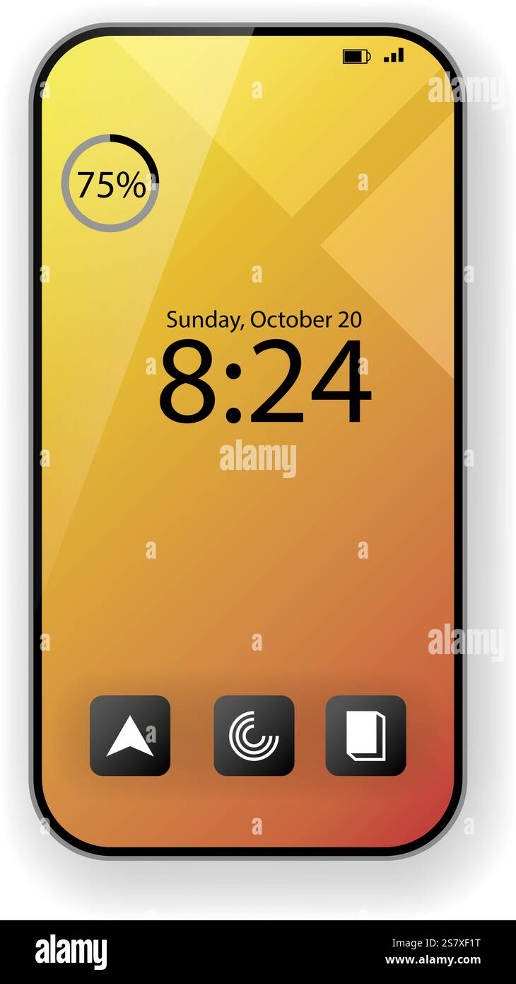 A vibrant mobile home screen interface design with a gradient yellow ...