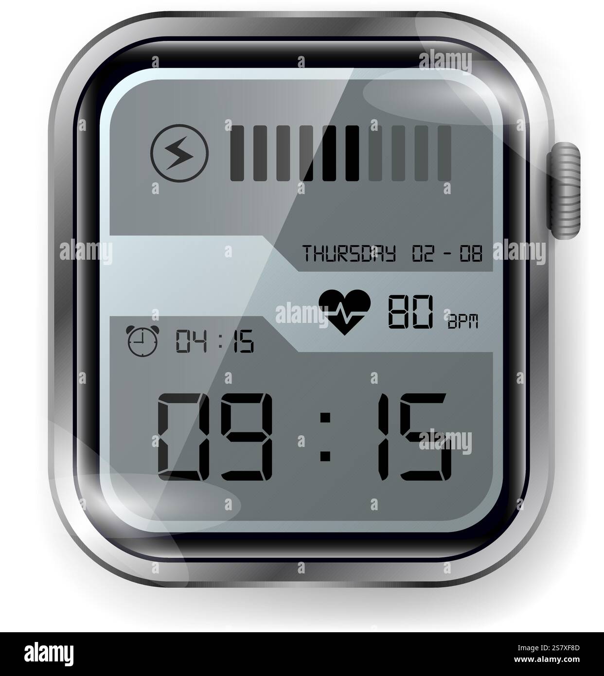 A feature rich smartwatch face showcasing a modern digital design with ...