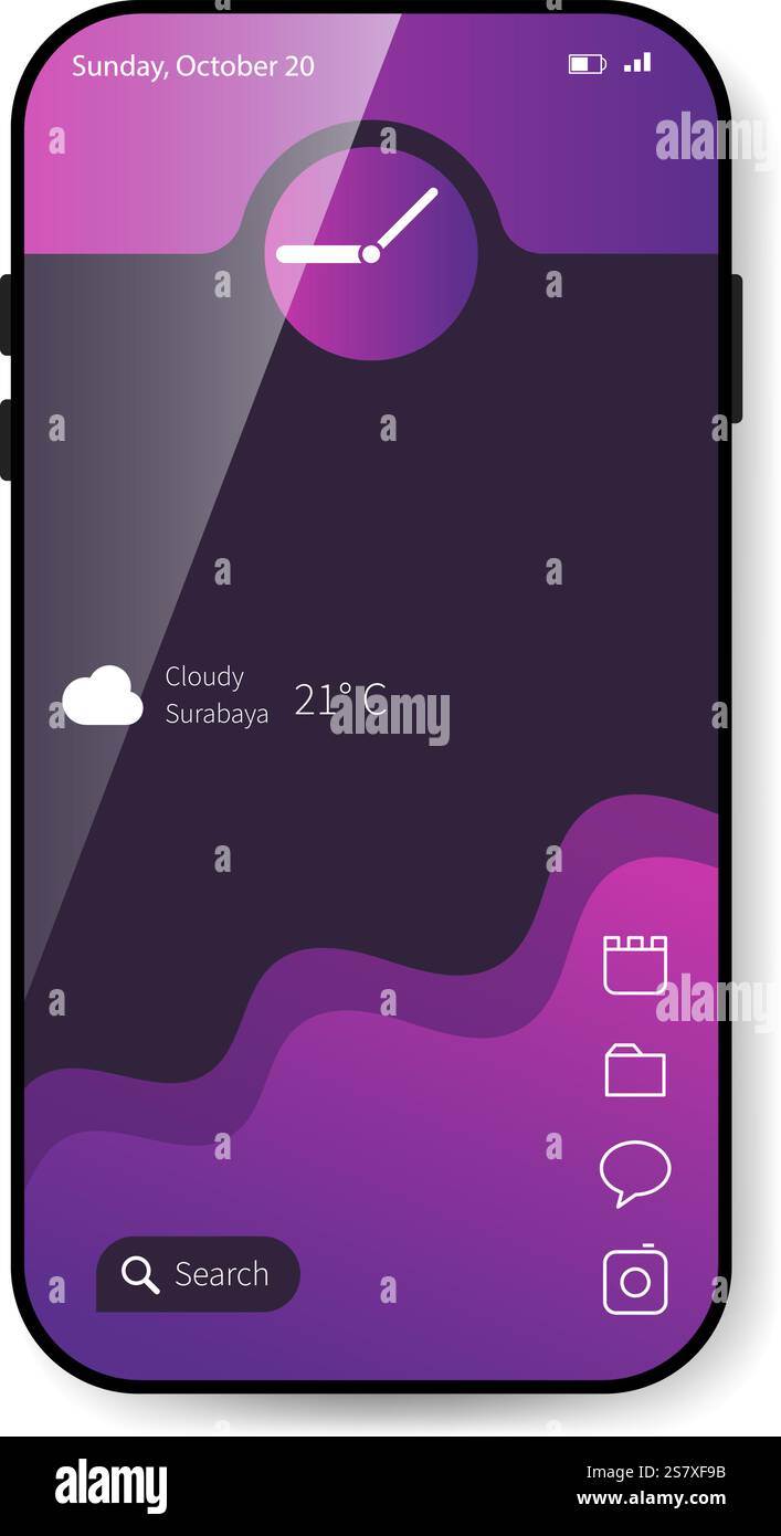 This vector illustration showcases a creative smartphone interface ...