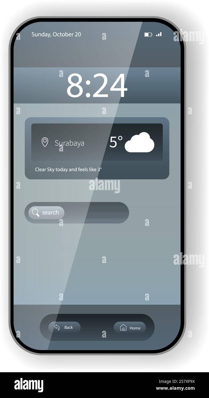 A vector illustration of a smartphone home screen featuring a ...
