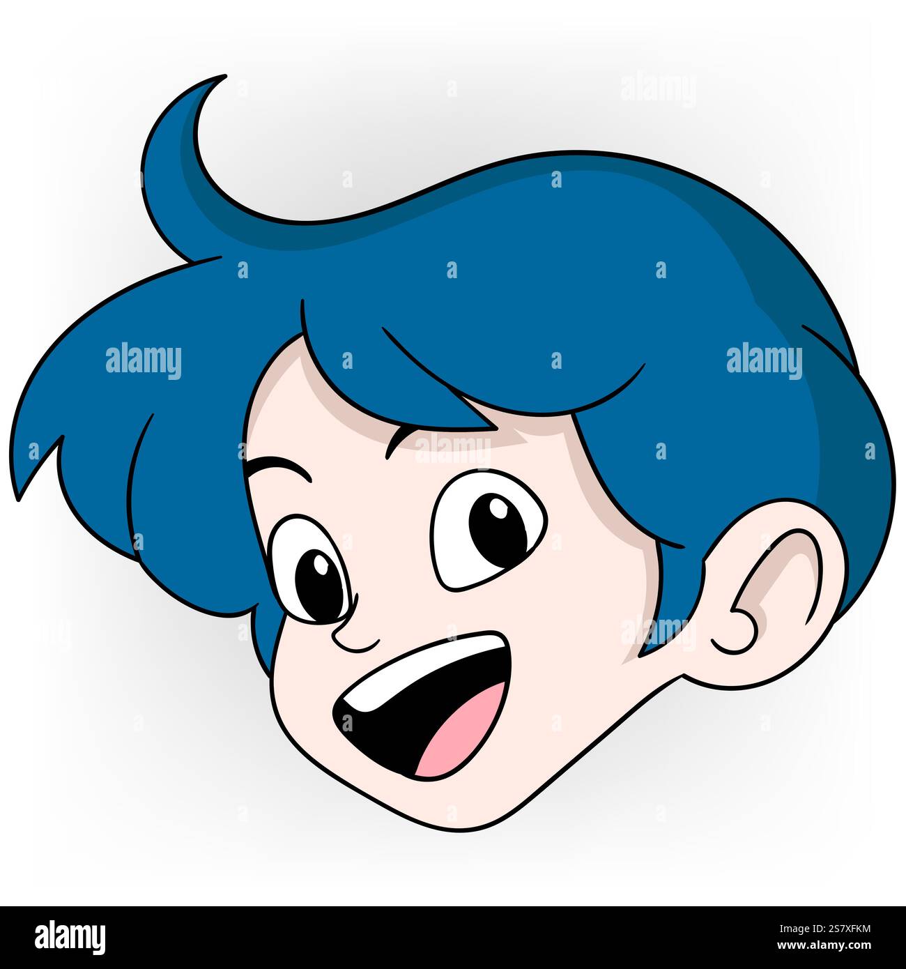 doodle cartoon illustration of human expression, man's head with face ...