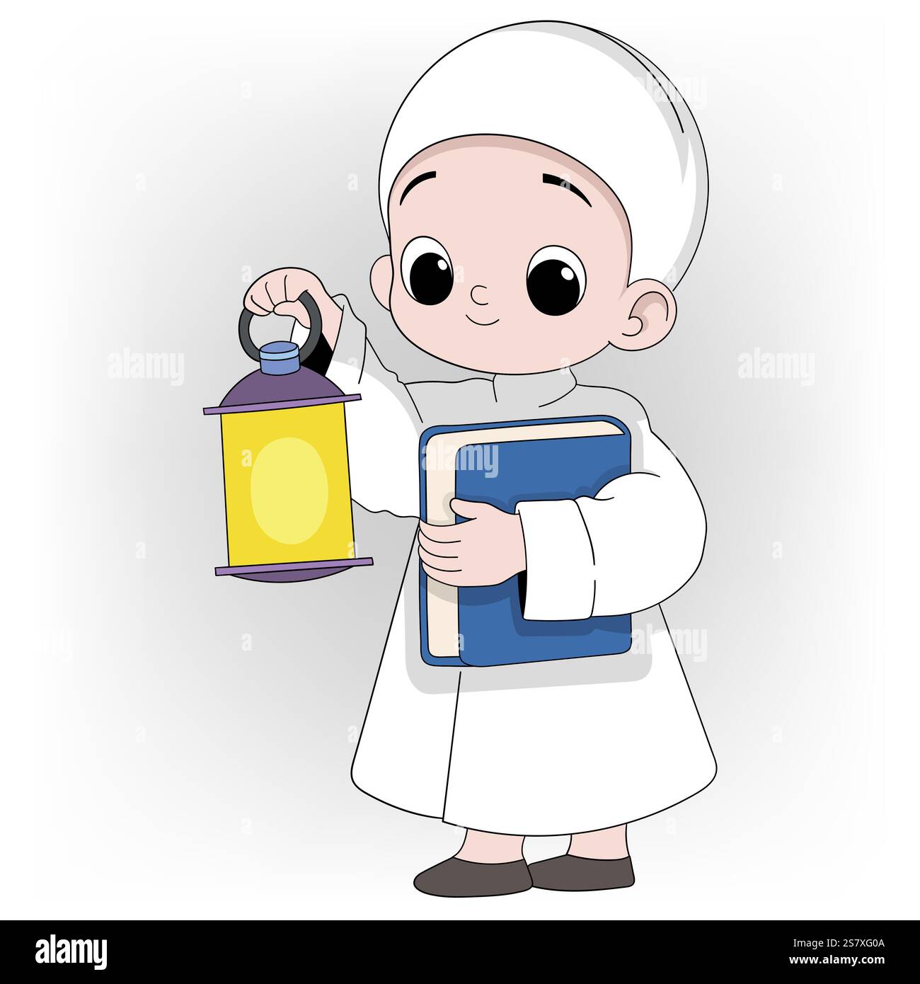 doodle illustration cartoon about religious event, muslim boy goes to ...