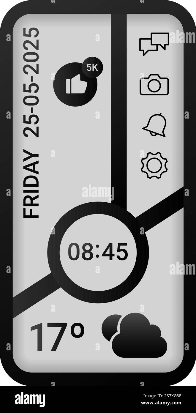 A sleek and modern mobile phone UI featuring a vertical layout with ...
