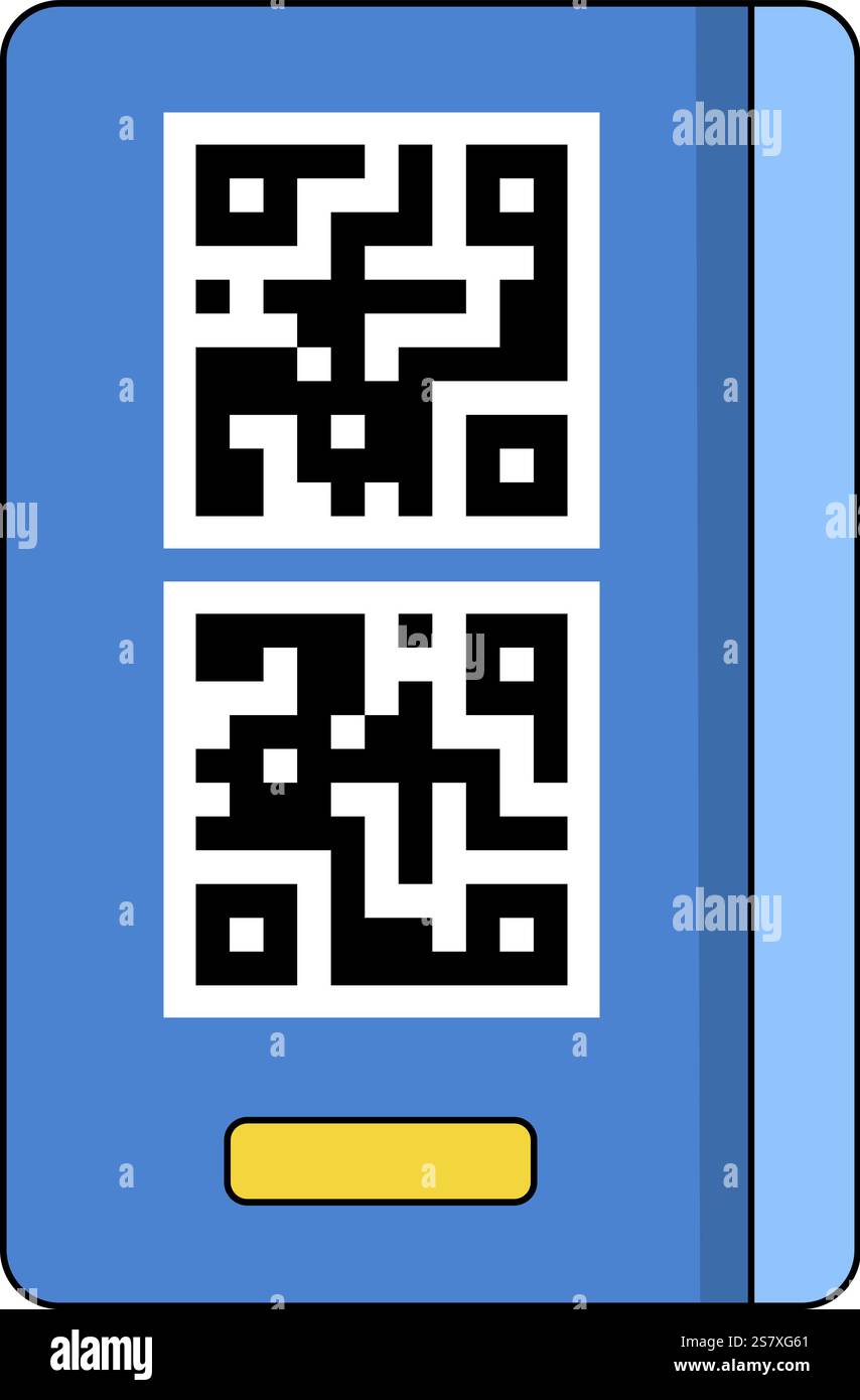 This vector illustration shows a digital card with two QR codes on a ...