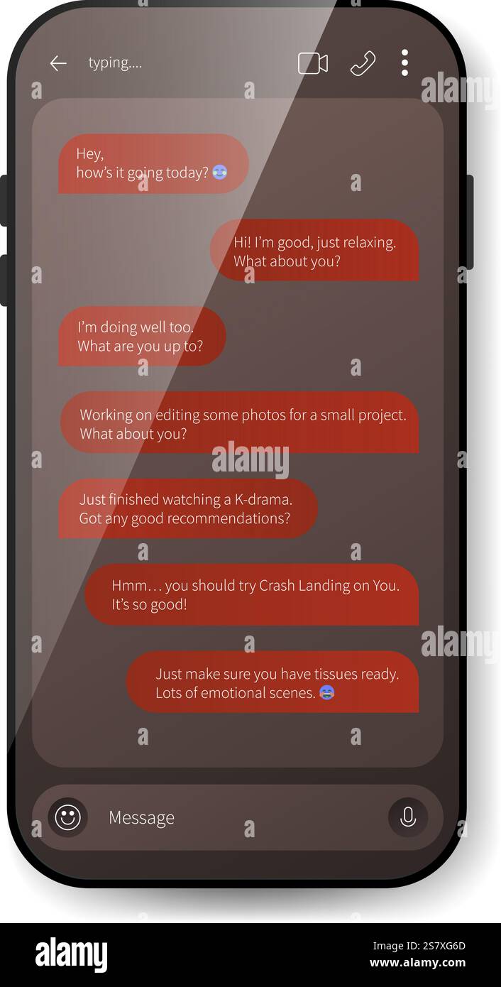 A striking chat interface design featuring a bold red theme and a clean ...