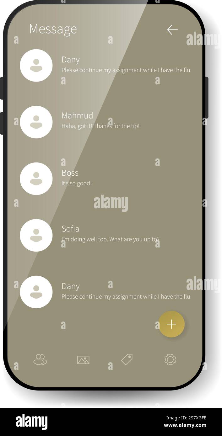A simple and elegant chat interface featuring a warm gold color palette ...