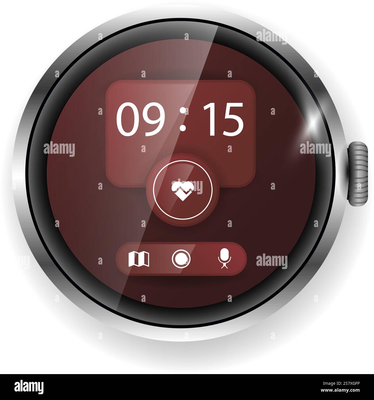 This vector illustration showcases a stylish smartwatch interface ...