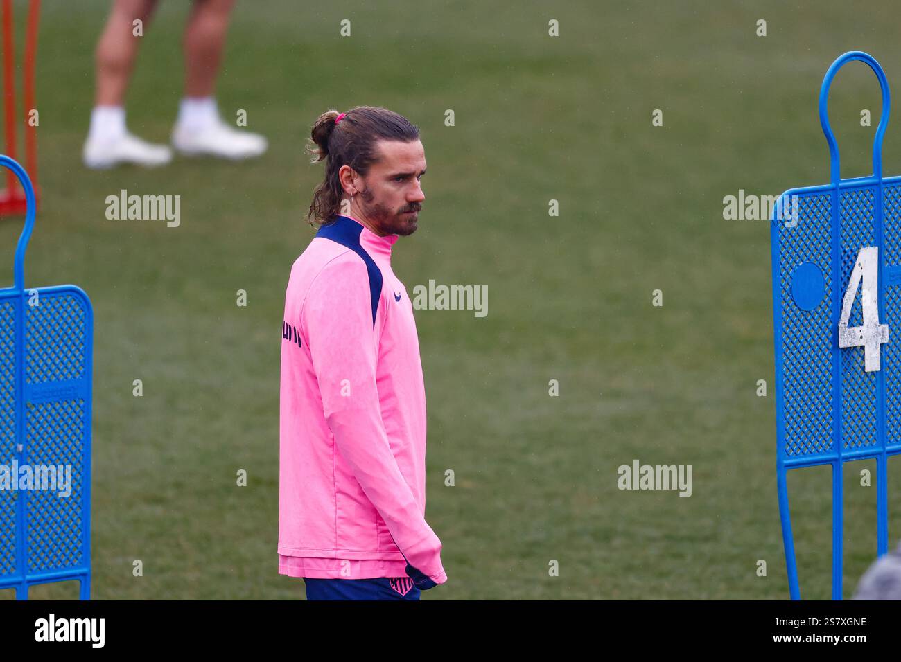 Antoine Griezmann of Atletico de Madrid looks on during the training ...