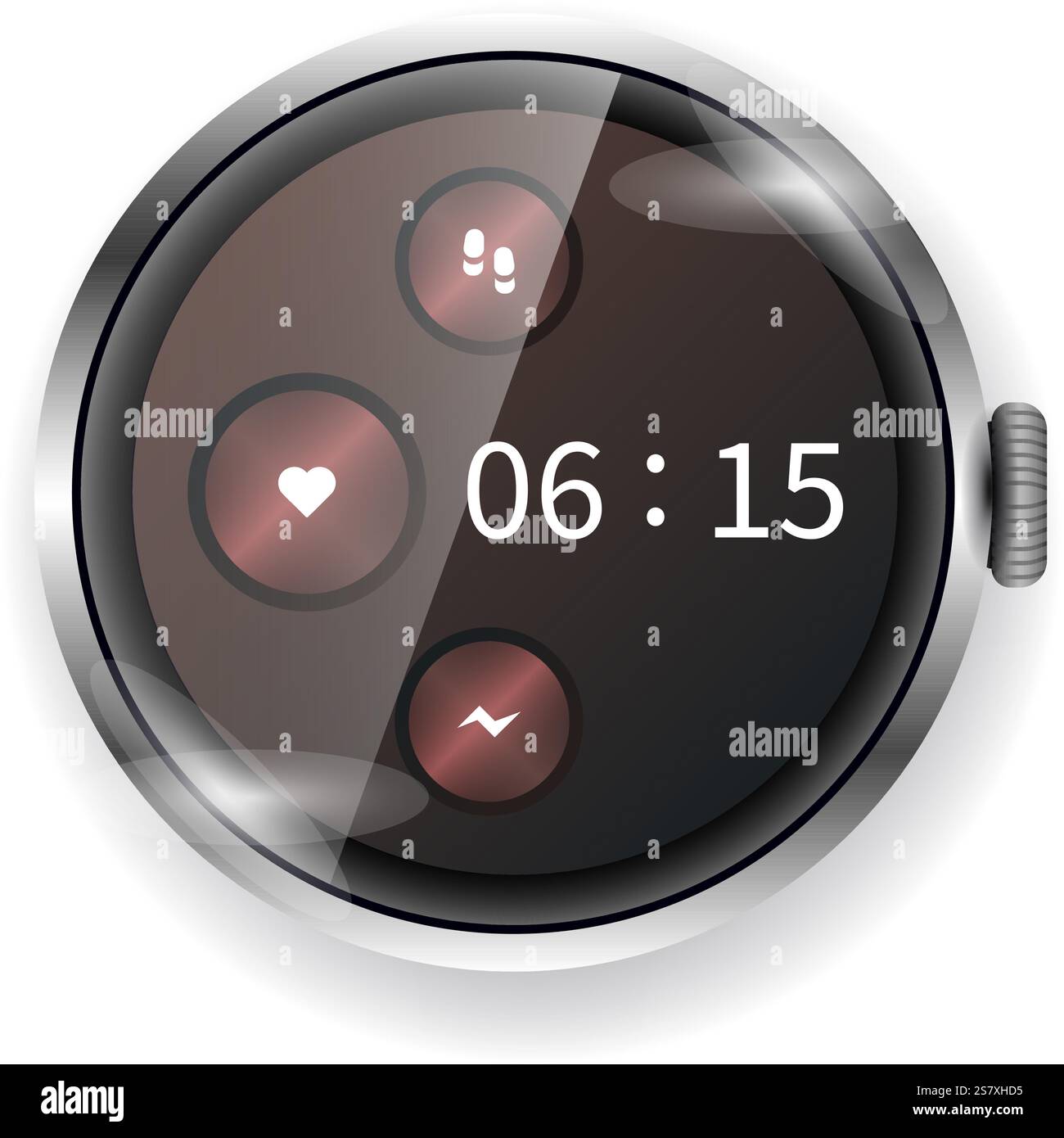 A vector illustration of a smartwatch user interface displaying fitness ...