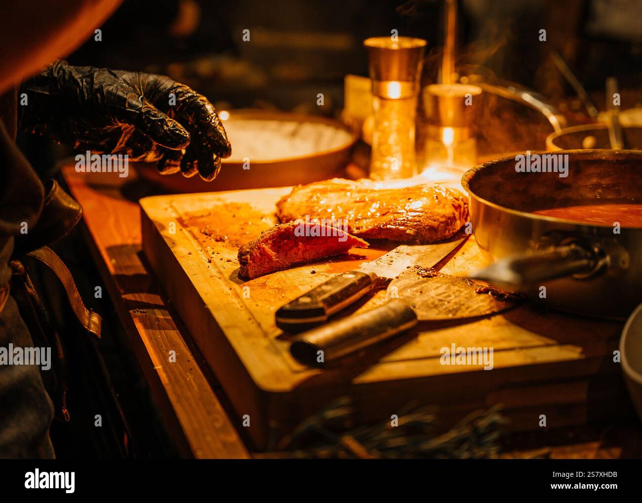 Poster knife cutting meat hi-res stock photography and images - Alamy