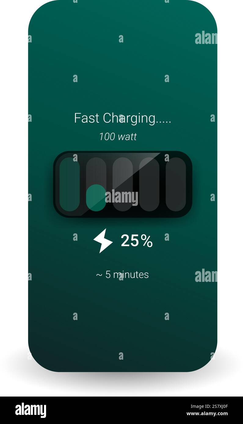 A mobile interface showcasing the fast charging feature with a sleek ...