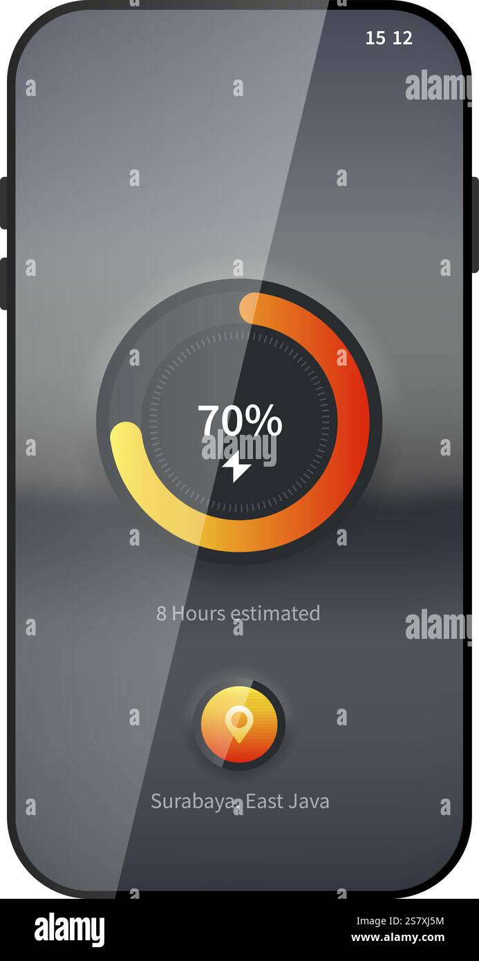 A vector illustration of a smartphone battery charging user interface ...
